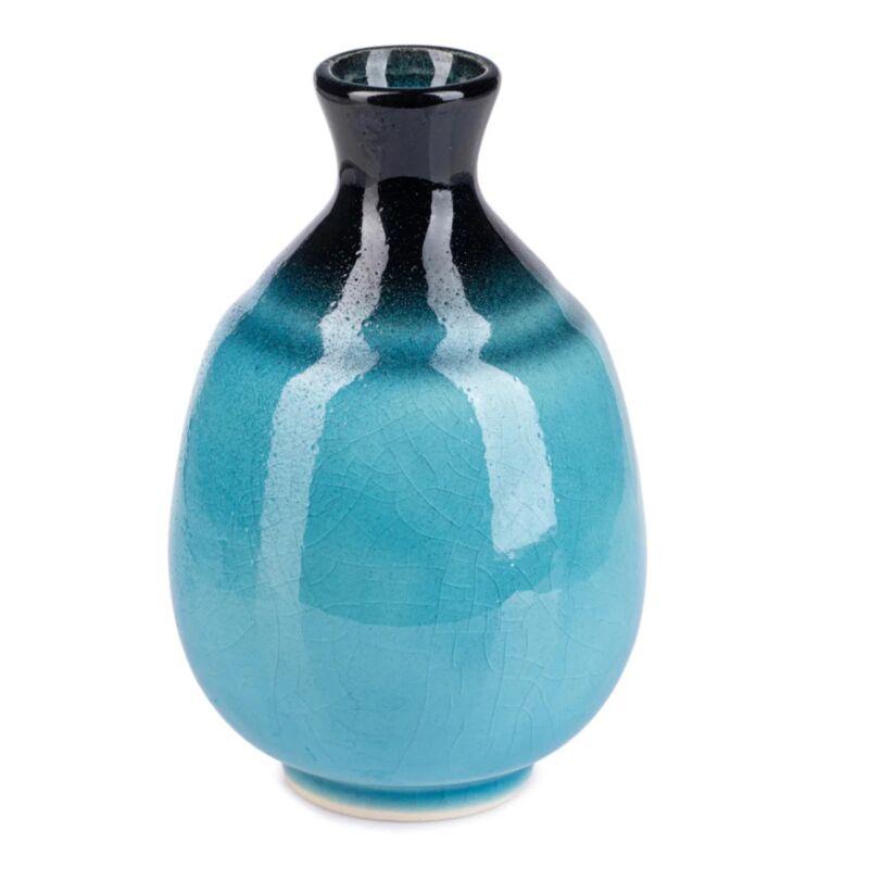 Sea Blue Crackleglaze Small Japanese Vase | VMFA Shop