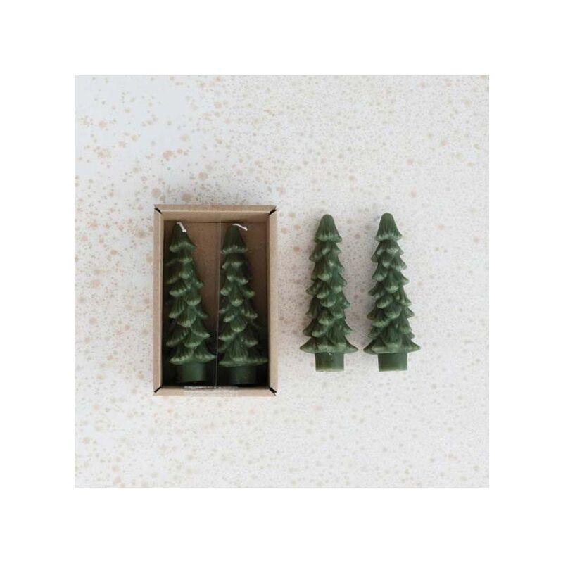 Unscented Tree Shaped Taper Candles -Set of 2